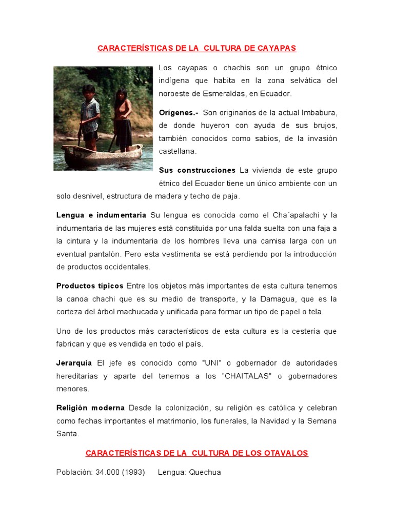 Características de La Cultura de Cayapas | PDF