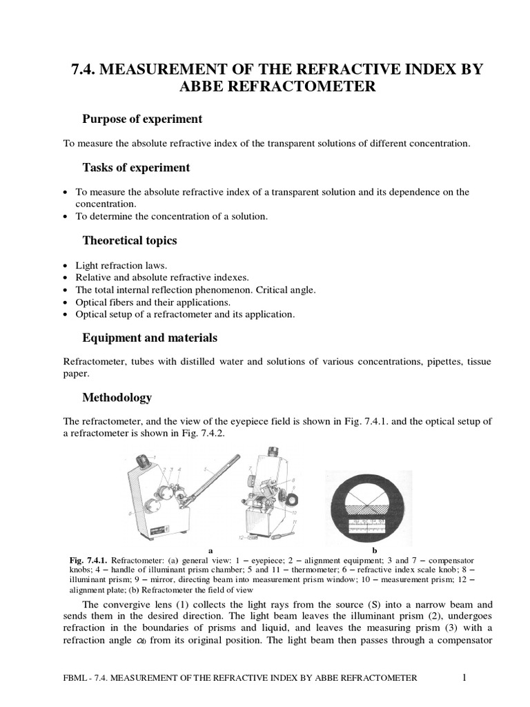 7.4. Measurement of The Refractive Index by Abbe Refractometer | PDF ...