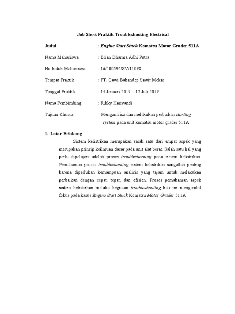 Job Sheet Troubleshoot Kelistrikan | PDF