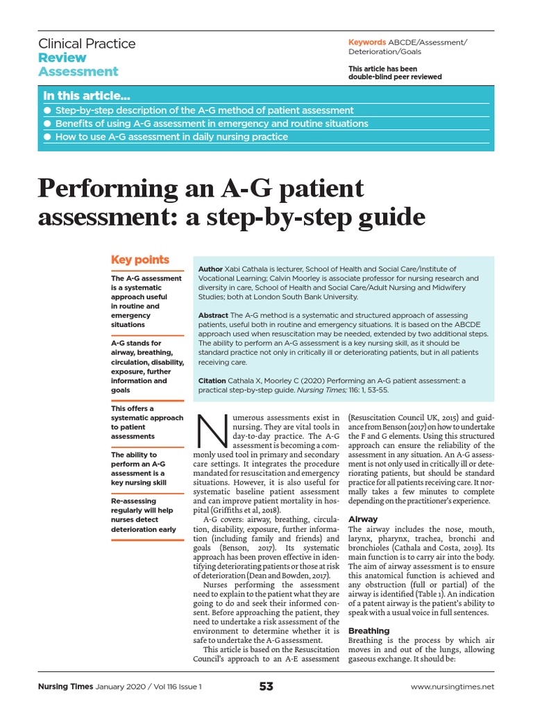 Performing An A-G Patient Assessment: A Step-By-Step Guide | PDF ...