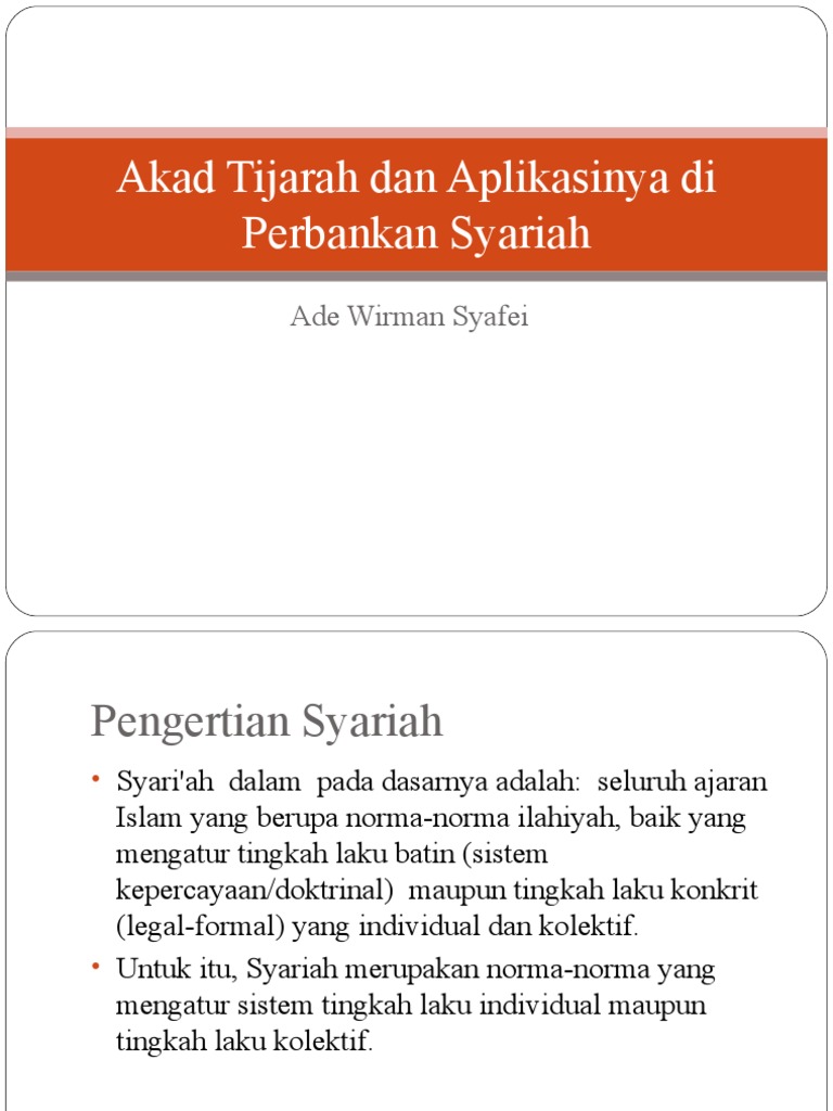 Akad Tijarah Dan Aplikasinya Di Perbankan Syariah 9 A | PDF