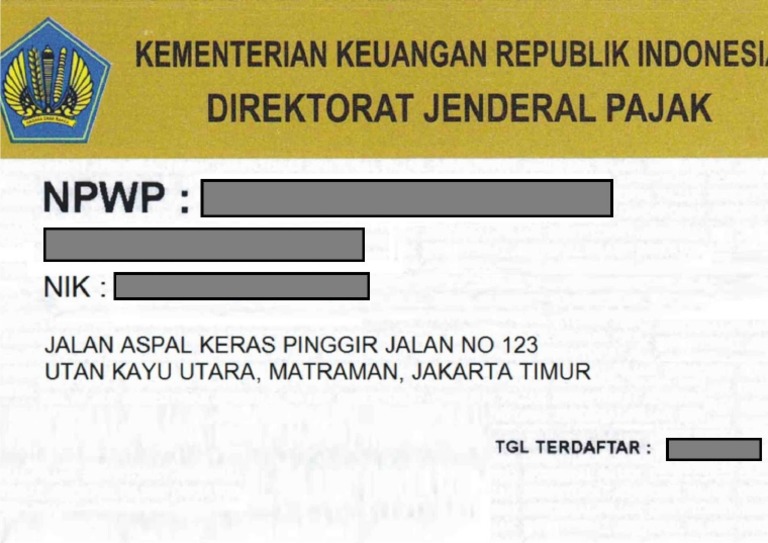 Contoh Format NPWP | PDF