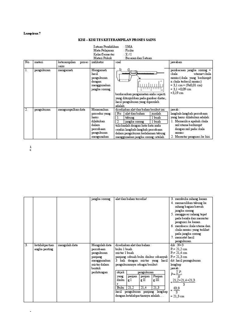 Lampiran 7 Kisi-Kisi KPS | PDF