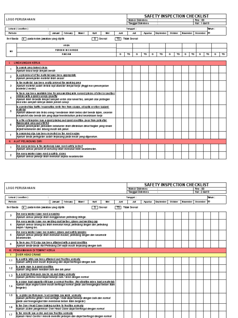 Safety Inspection Checlist | PDF