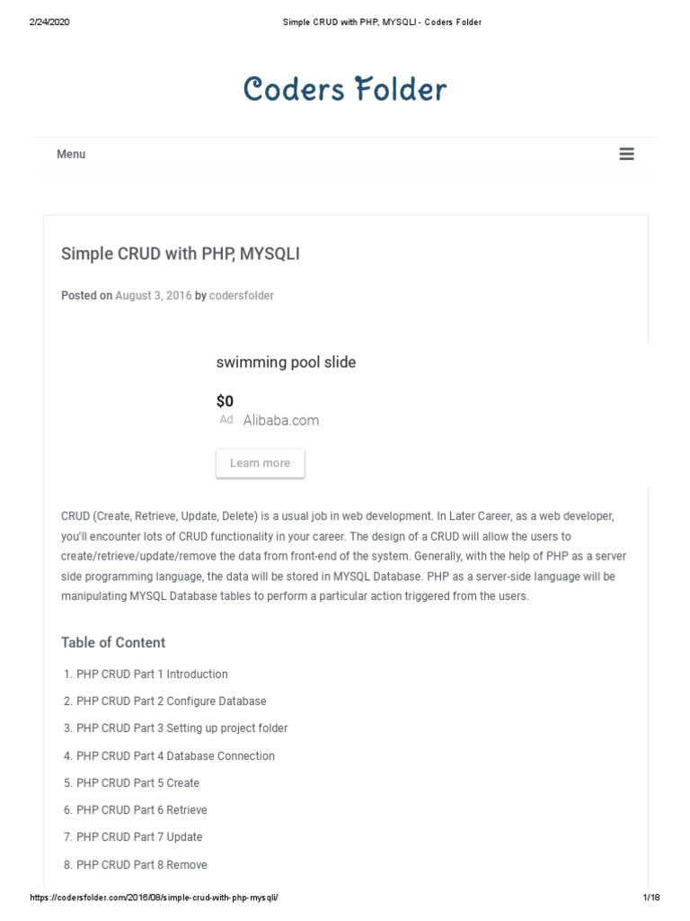 Simple Crud With PHP Mysqli | PDF | Php | Databases