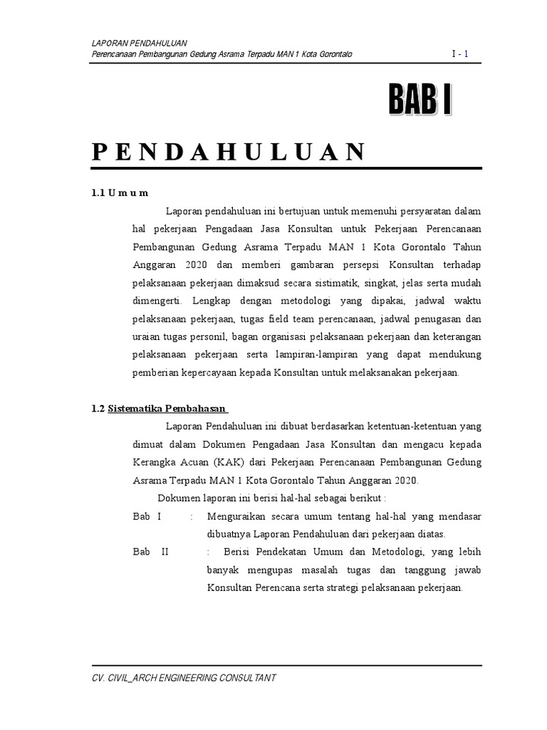 Lap. Pendahuluan Perencanaan Bab I | PDF