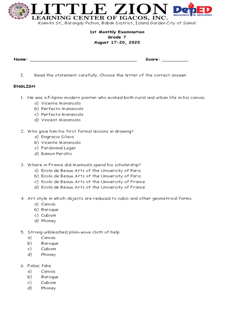 Grade 7 Exam | PDF | Earth Sciences | Natural Sciences