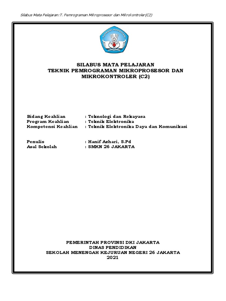 Silabus Teknik Pemrograman Mikroprosesor Dan Mikrokontroler - (C2 ...