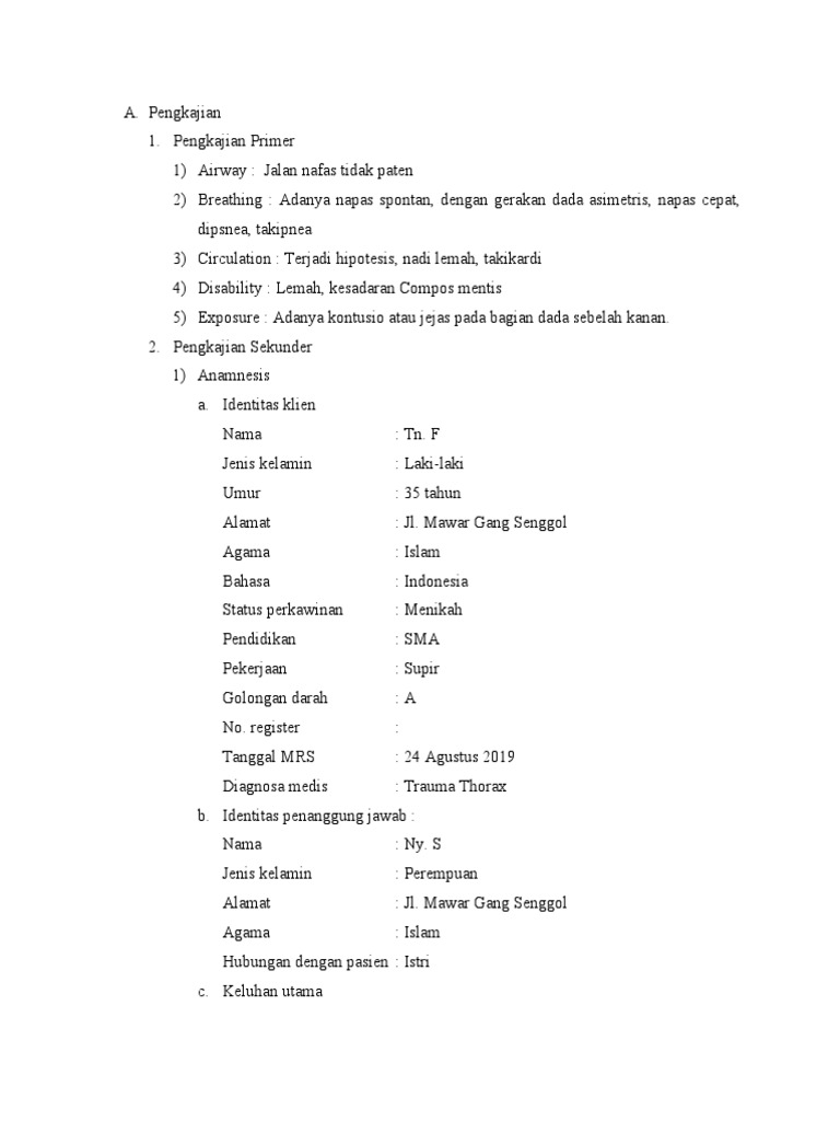 Pengkajian Trauma Dada | PDF