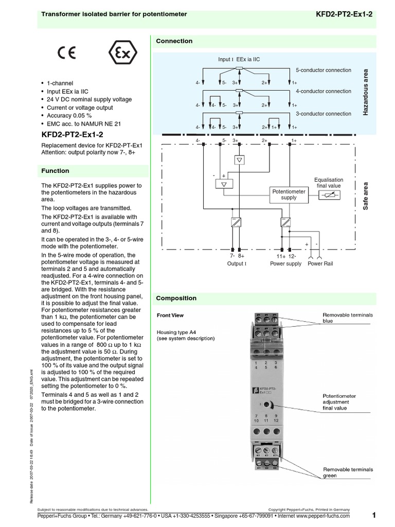 KFD2-PT2-Ex1-2: Transformer Isolated Barrier For Potentiometer | PDF ...