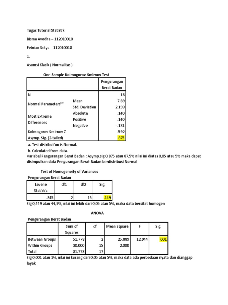 KK One Way Two Way Anova - Tutor Statistik - Kelompok 7 | PDF
