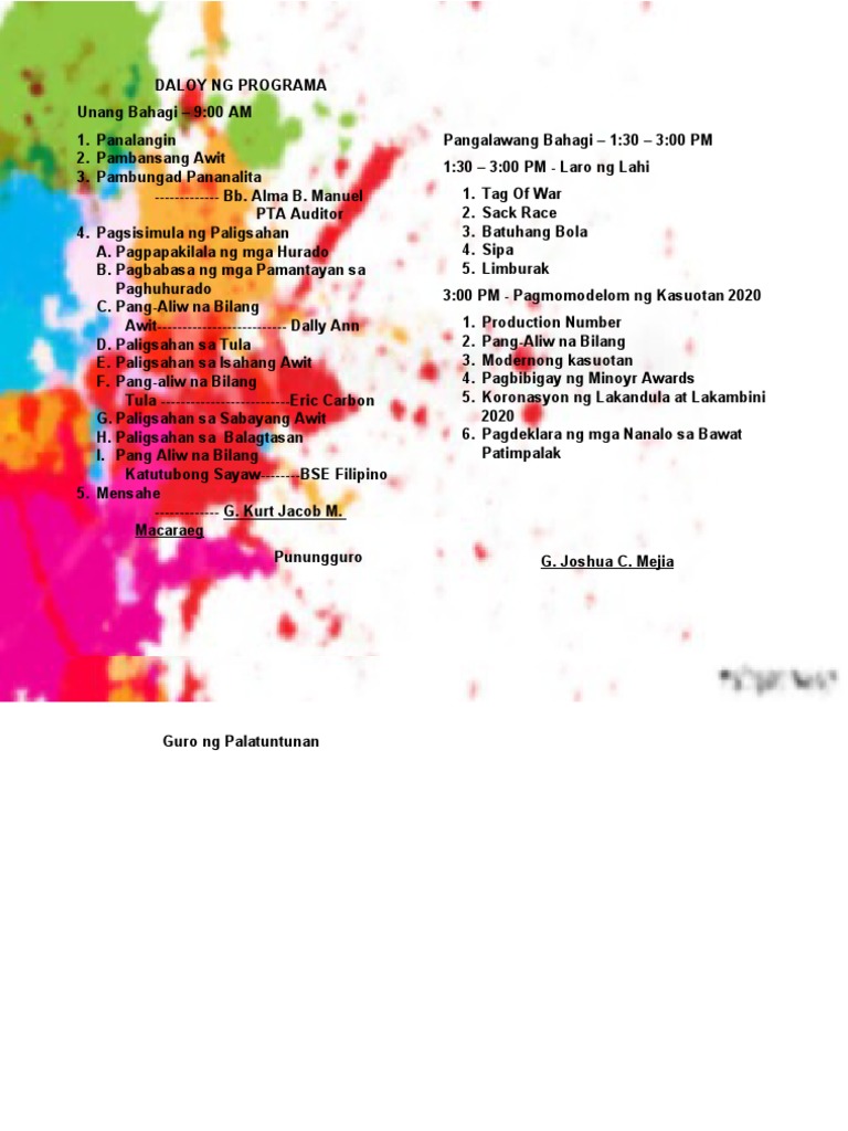 Daloy NG Programa | PDF