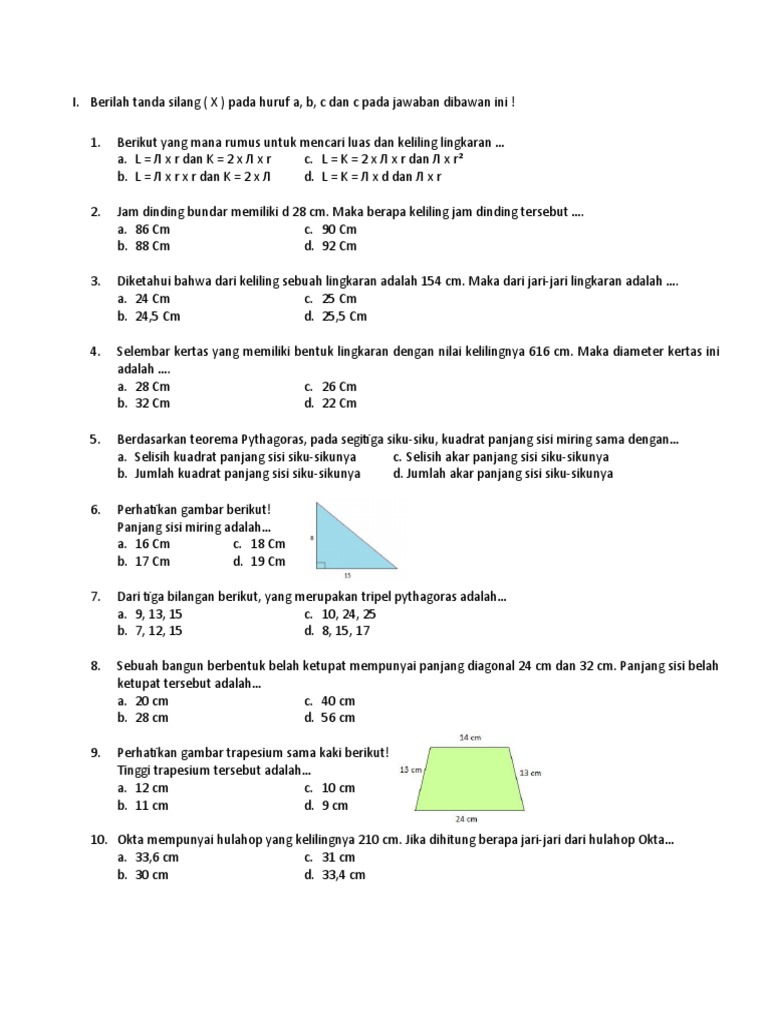 Soal PTS MTK-KLS 8 | PDF