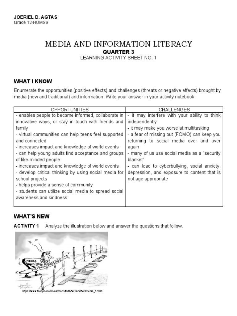 Media and Information Literacy: Quarter 3 | PDF | Entrepreneurship ...