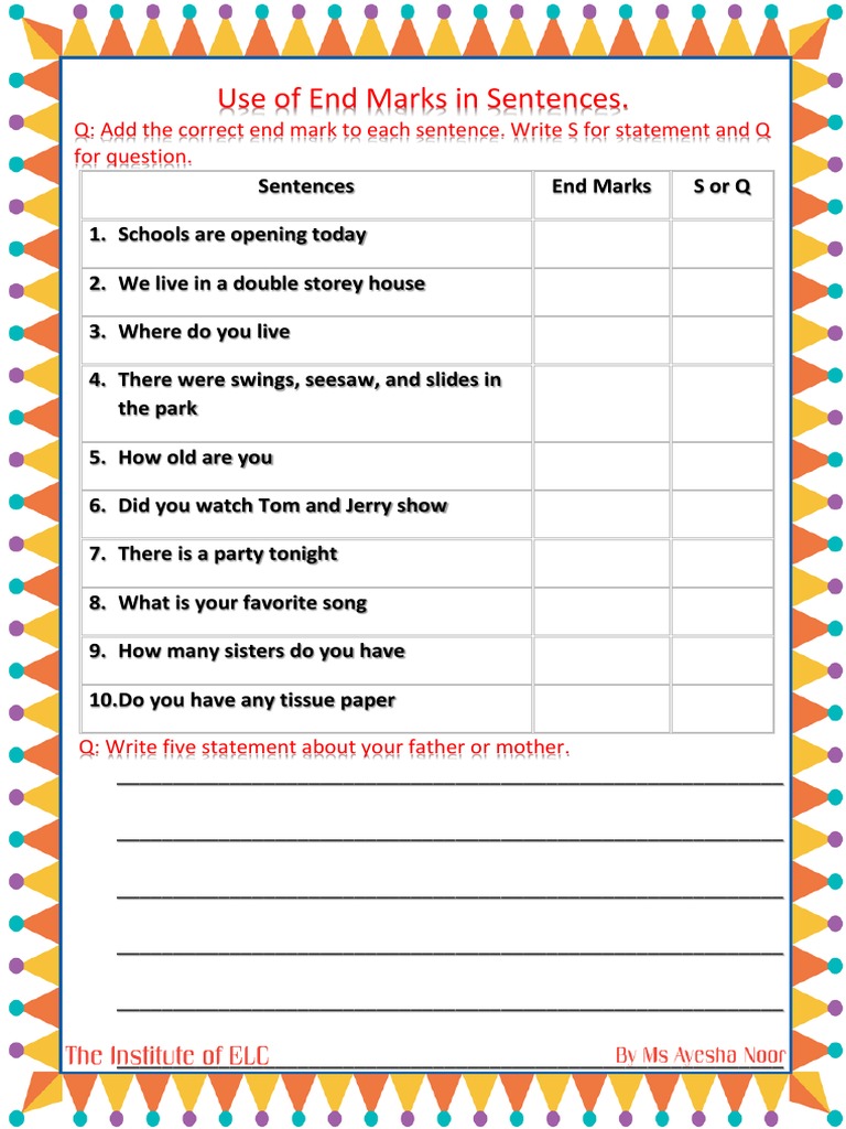 Use of End Marks in Sentences | PDF