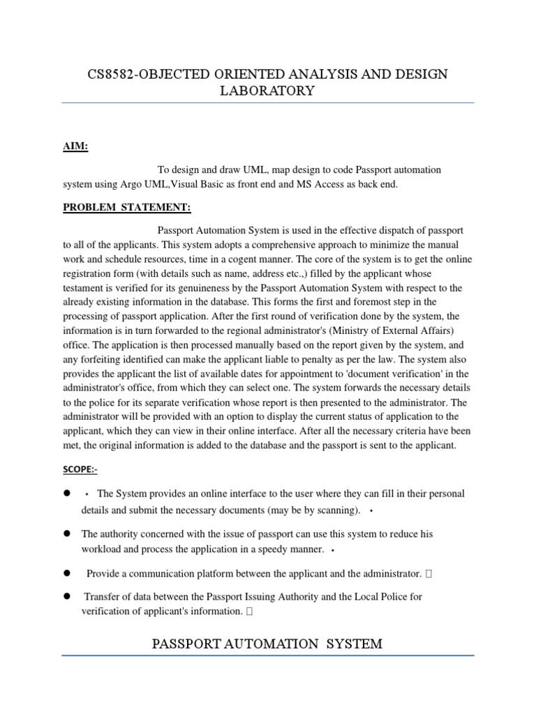 Complete Passport Automation System | PDF | Use Case | Personal ...