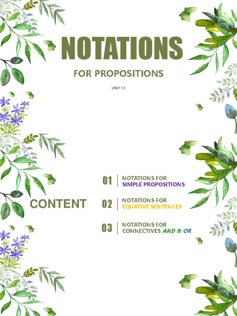 12.notations For Propositions | PDF | Logical Expressions ...