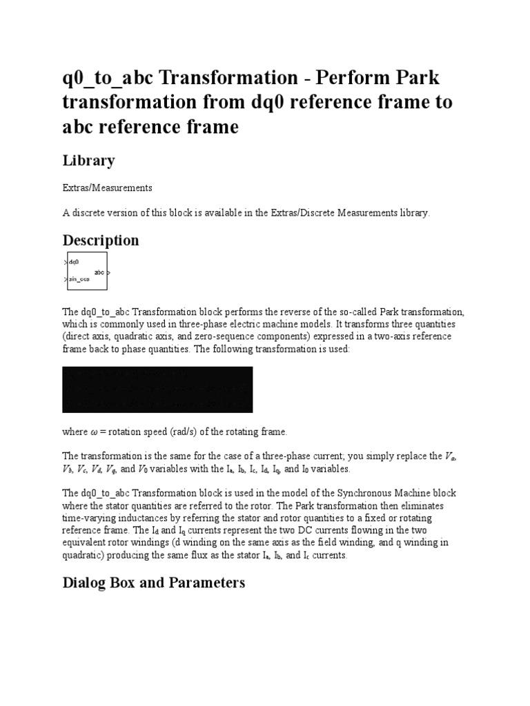 dq0 to abc Transformation Explained | PDF | Science & Mathematics