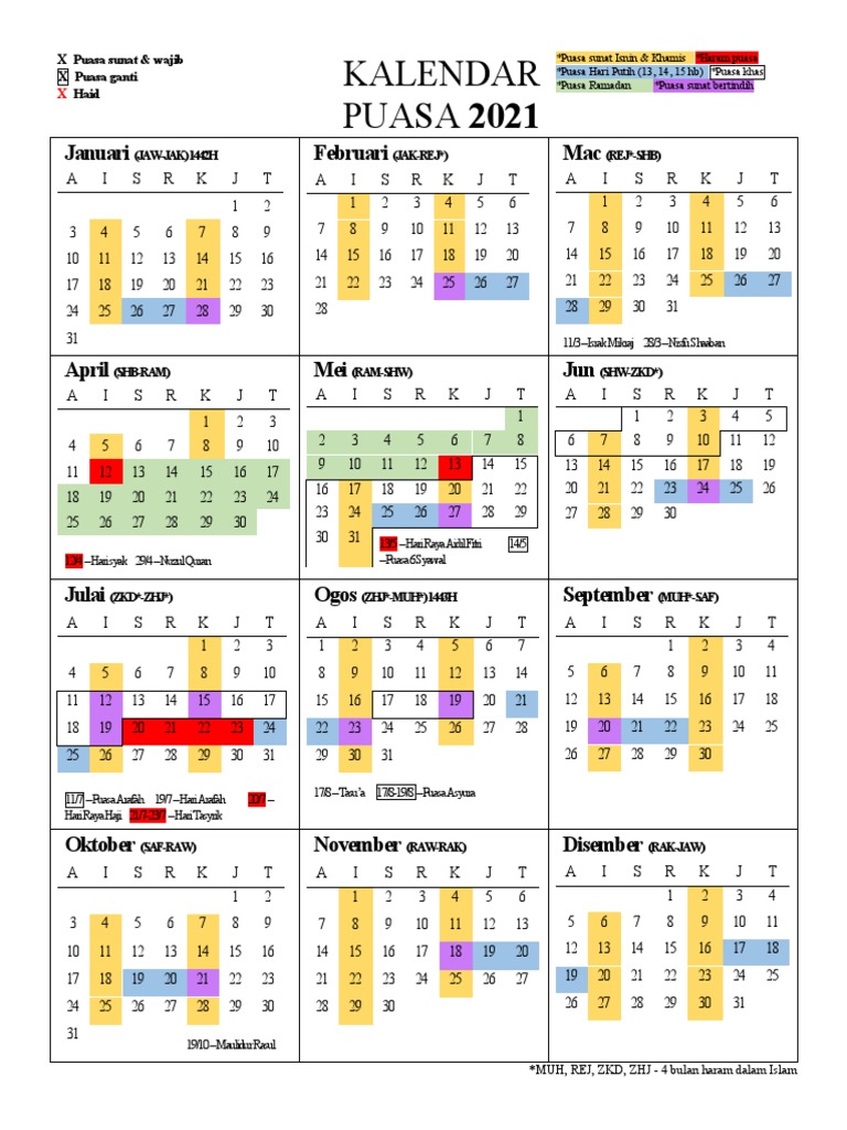 Kalendar Puasa 2021 (BM) | PDF | Abrahamic Religions