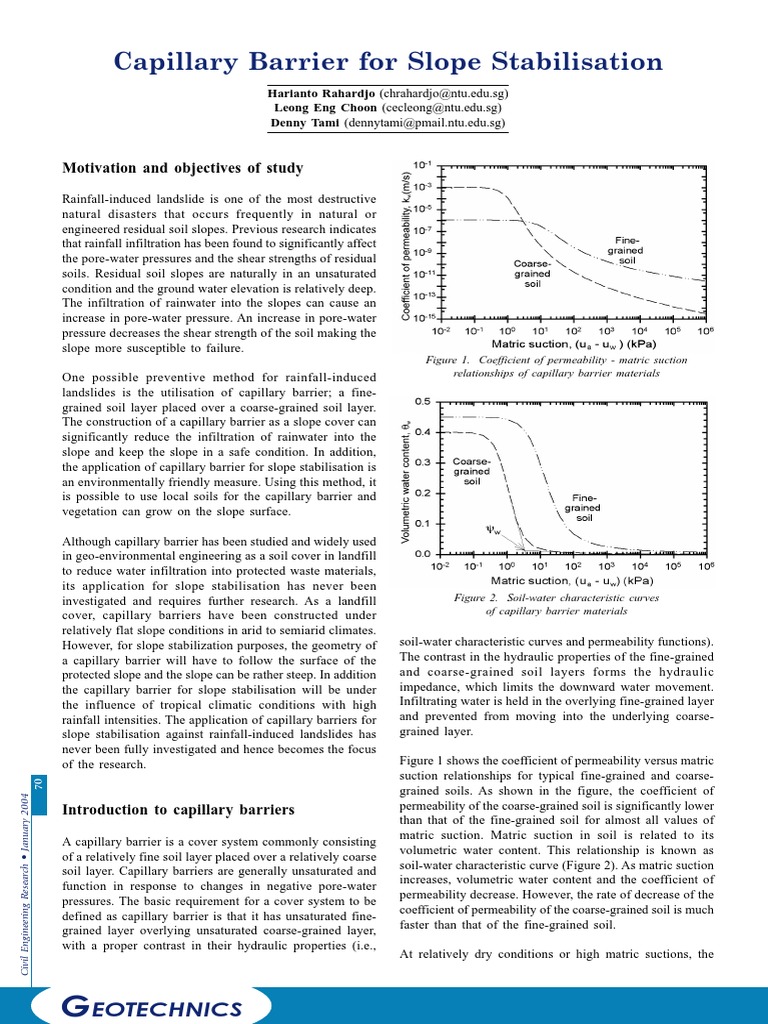 Capillary Barrier For Slope Stabilisation | PDF | Soil | Landslide