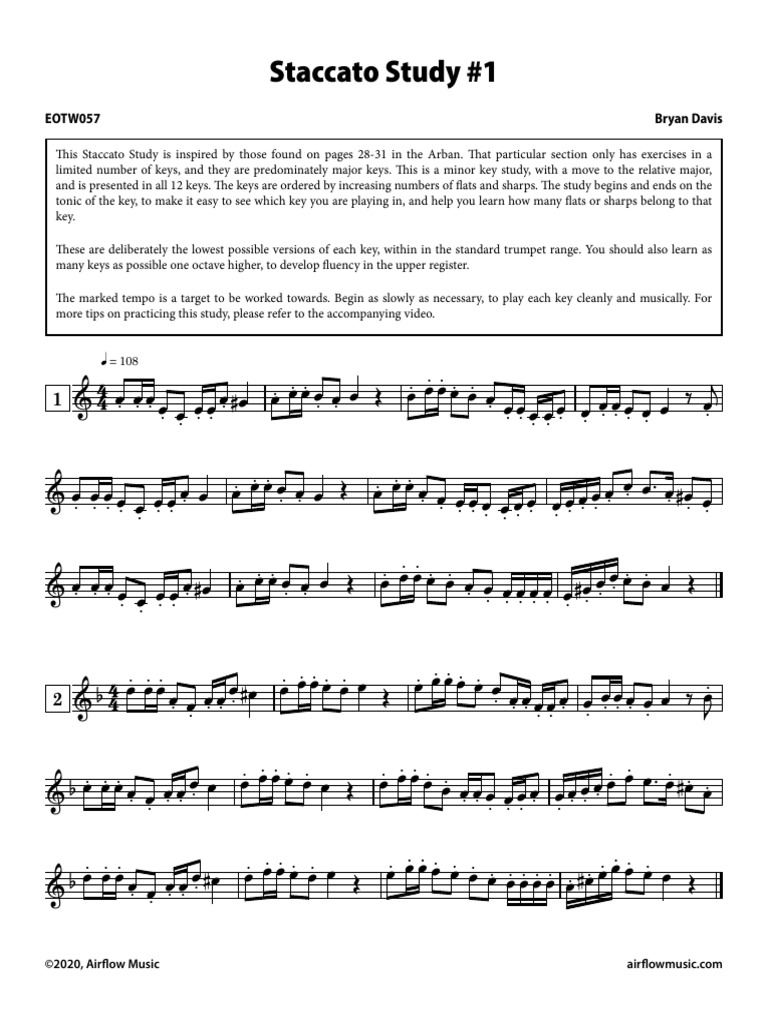 Staccato Study #1: EOTW057 Bryan Davis | PDF | Musical Techniques ...