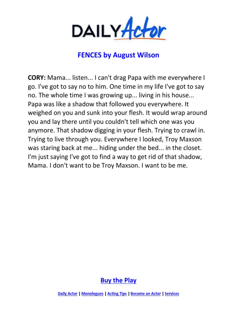 Cory's Monologue from Fences | PDF