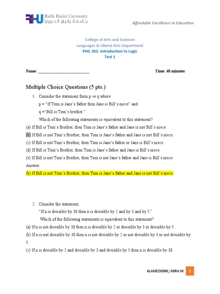 Multiple Choice Questions (5 PTS.) : College of Arts and Sciences Languages & Liberal Arts ...