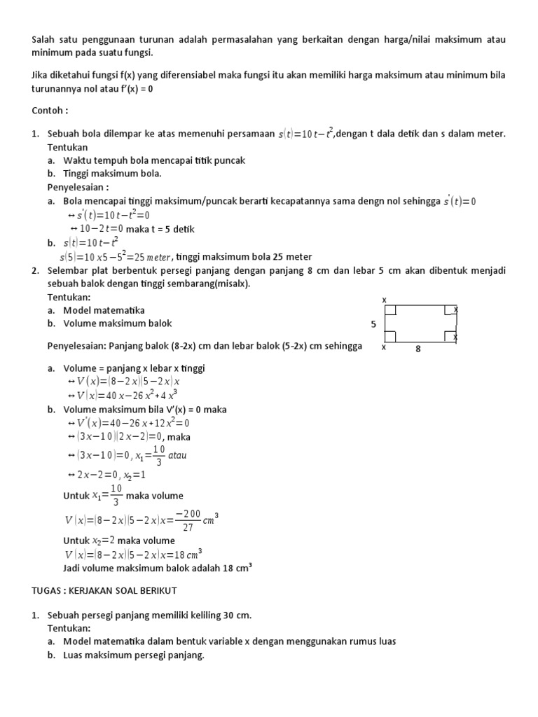 Penggunaan Turunan | PDF | Sains & Matematika