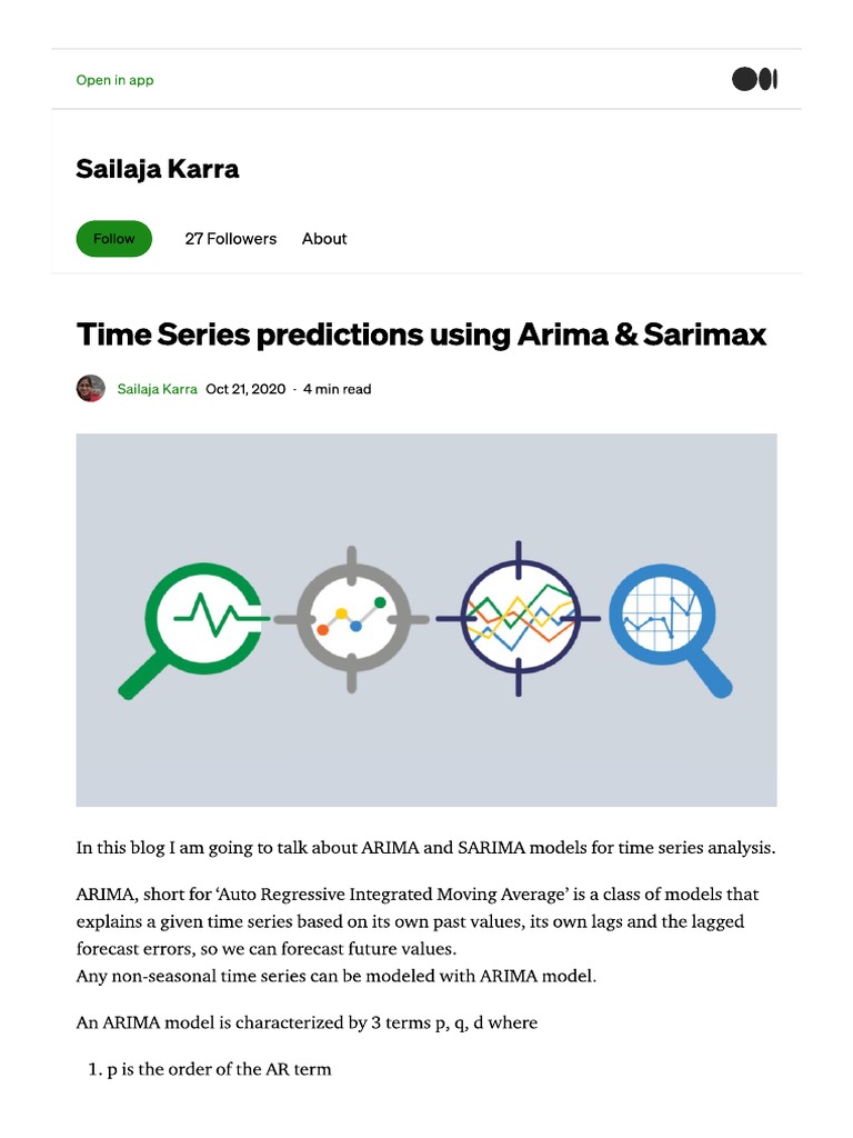 Time Series Predictions Using Arima & Sarimax | PDF