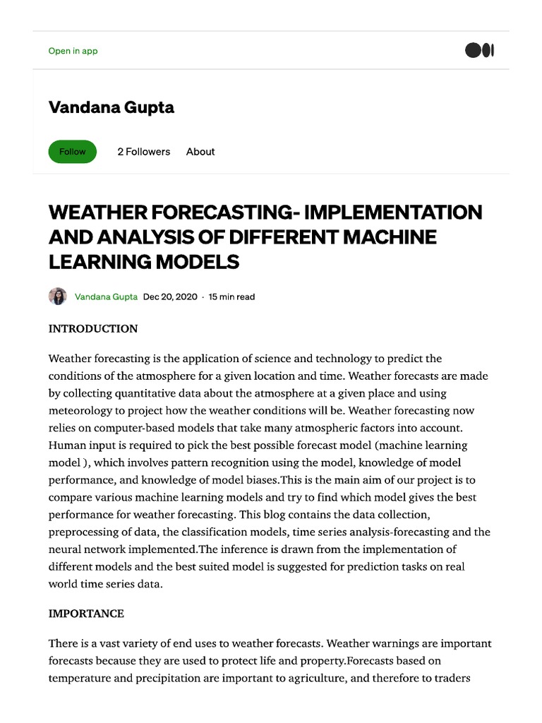 Weather Forecasting - Implementation and Analysis of Different Machine ...