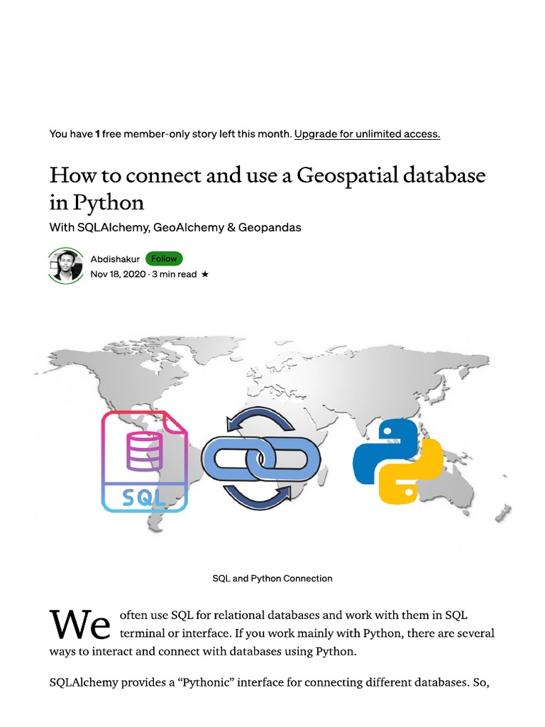 How To Connect And Use A Geospatial Database In Python Pdf 