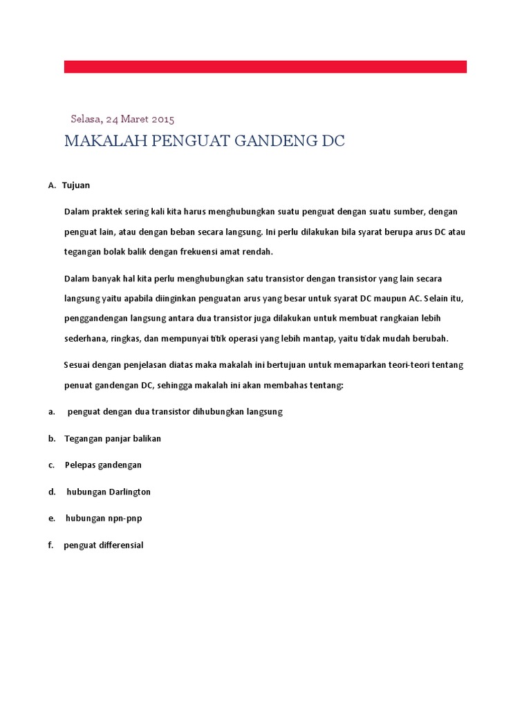 Penguat Gandengan DC dan Tegangan Panjar | PDF