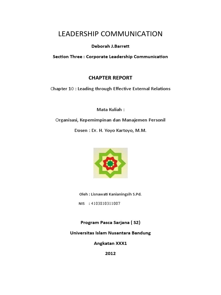Leadership Communication: Chapter Report | PDF