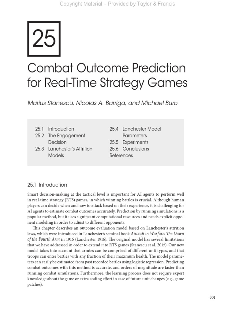 GameAIPro3 Chapter25 Combat Outcome Prediction For Real-Time Strategy ...