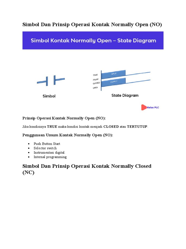 Simbol Dan Prinsip Operasi Kontak Normally Open | PDF