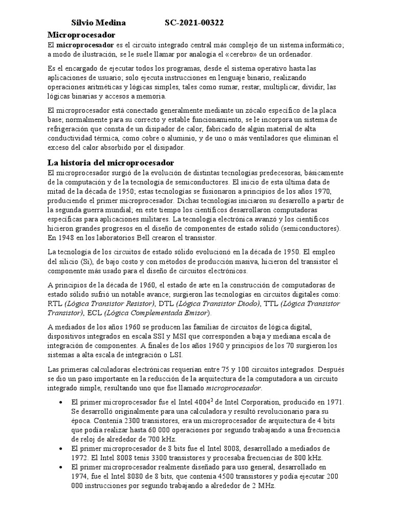 Microprocesador | PDF | Microprocesador | Circuito integrado