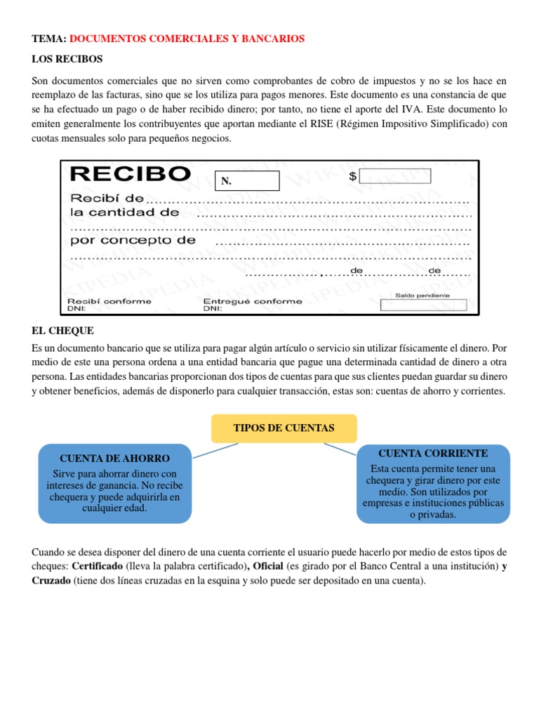 Recibo y Cheque | PDF | Finanzas y administración del dinero | Derecho