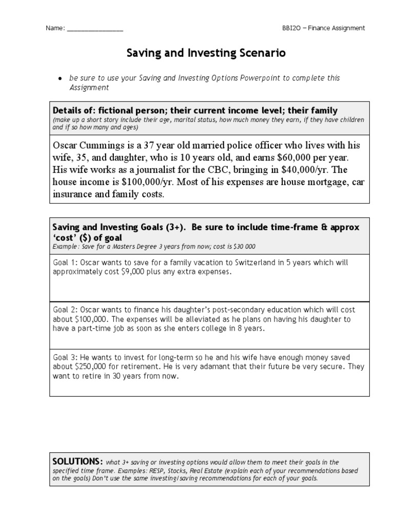 Savings and Investment Assignment 2020 | PDF | Personal Finance ...