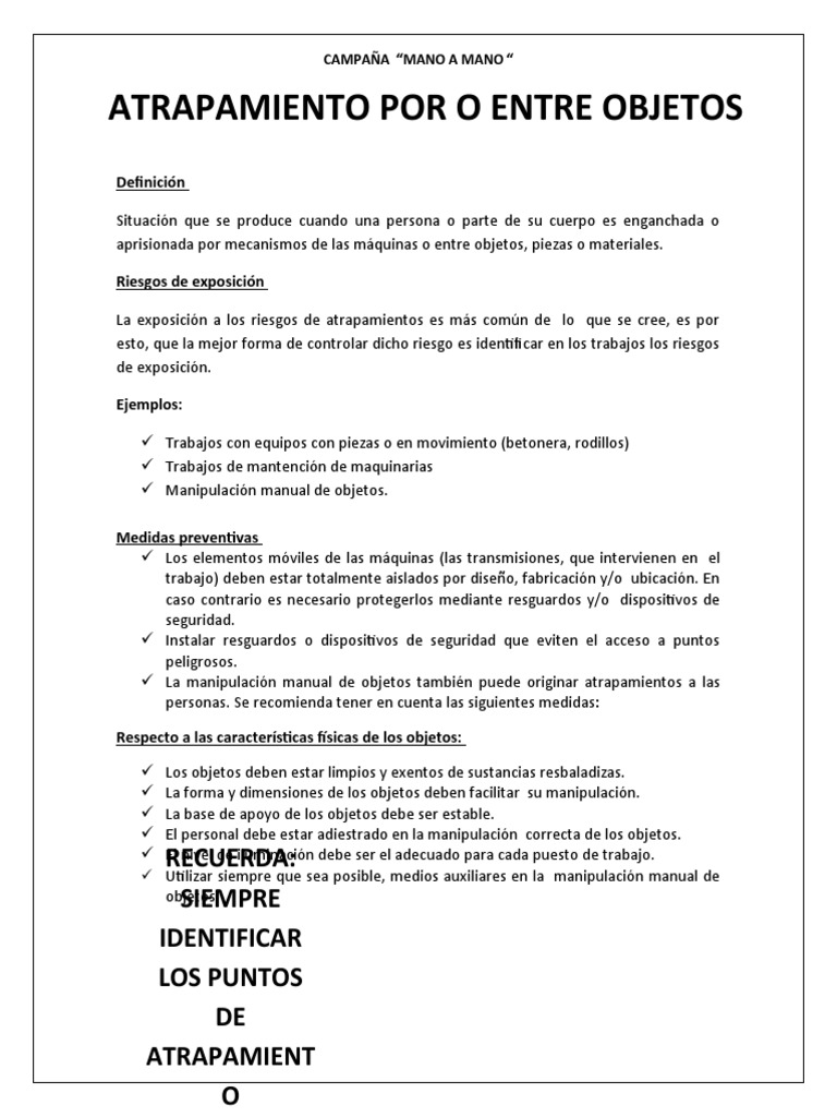 Prevención de atrapamientos en el trabajo: medidas para identificar y ...