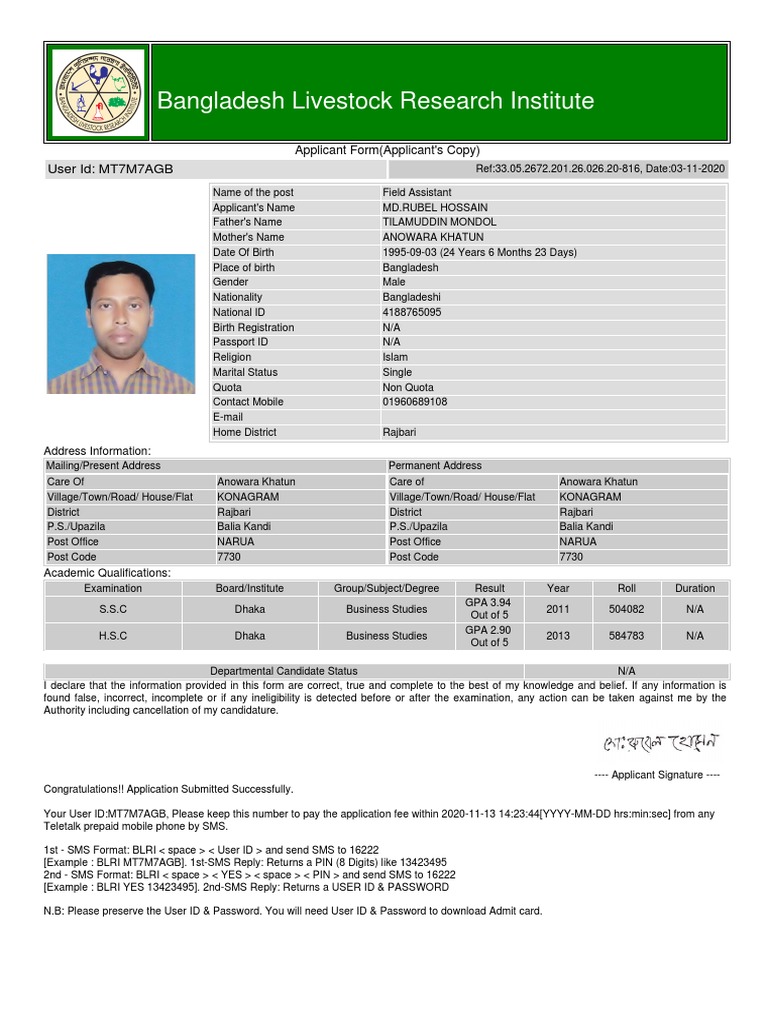 BD Job Application Form | PDF | Computing And Information Technology ...