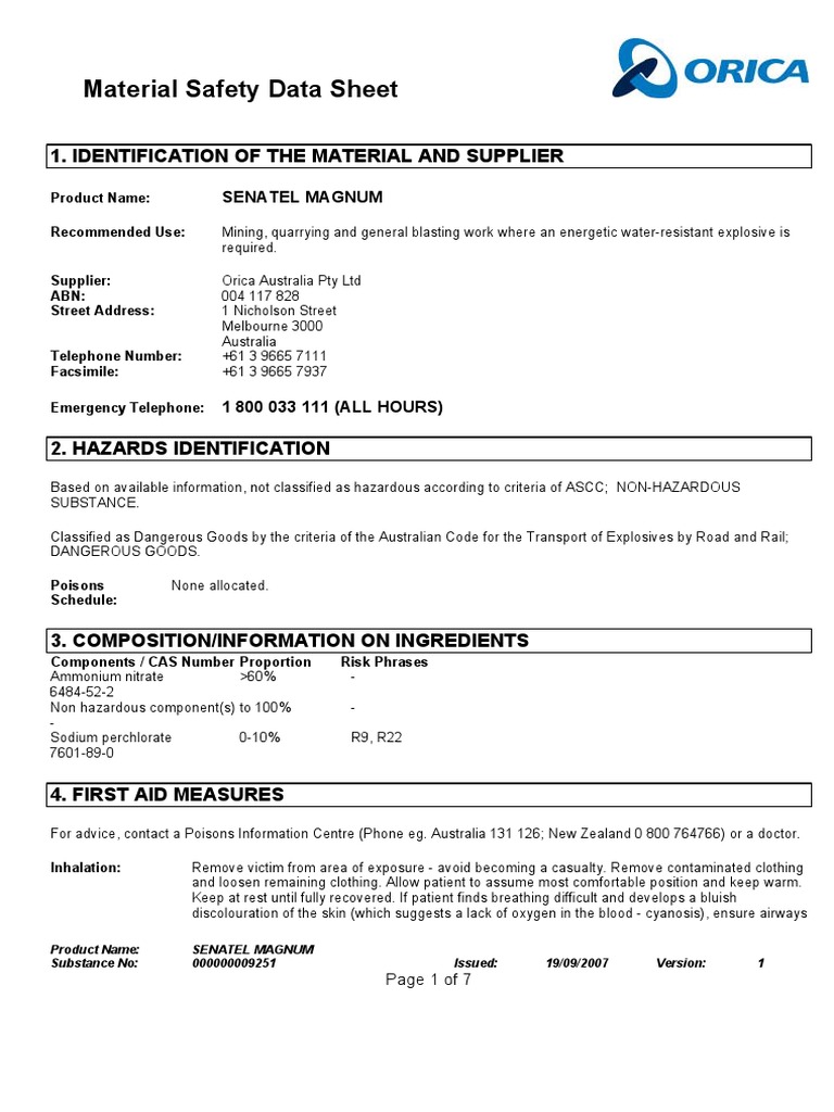 Senatel Magnum Safety Data Sheet | PDF | Dangerous Goods | Chemicals