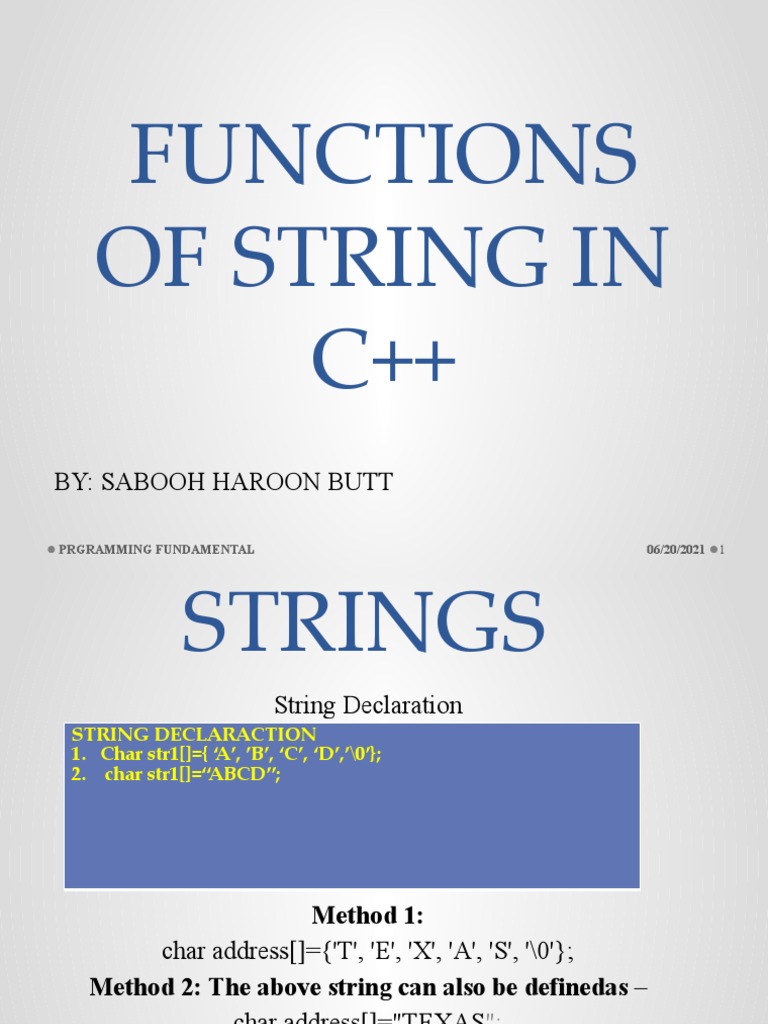 Functions of String in C++ | PDF | String (Computer Science) | Software Engineering