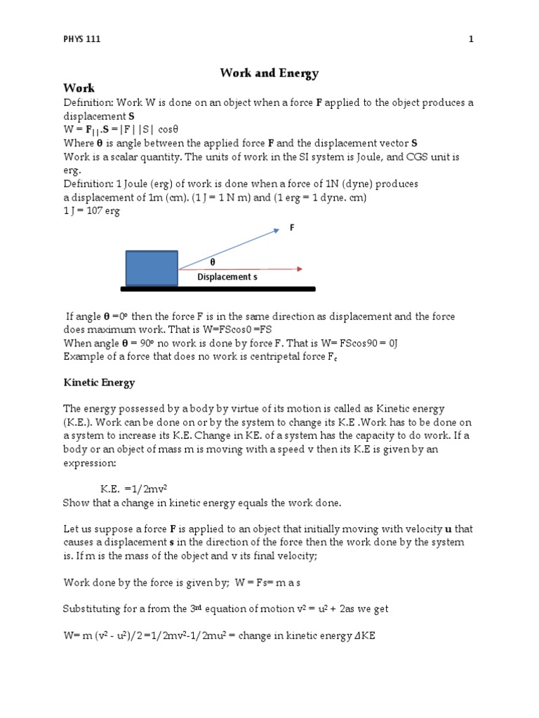 Phy 5 Work and Energy | PDF | Potential Energy | Force