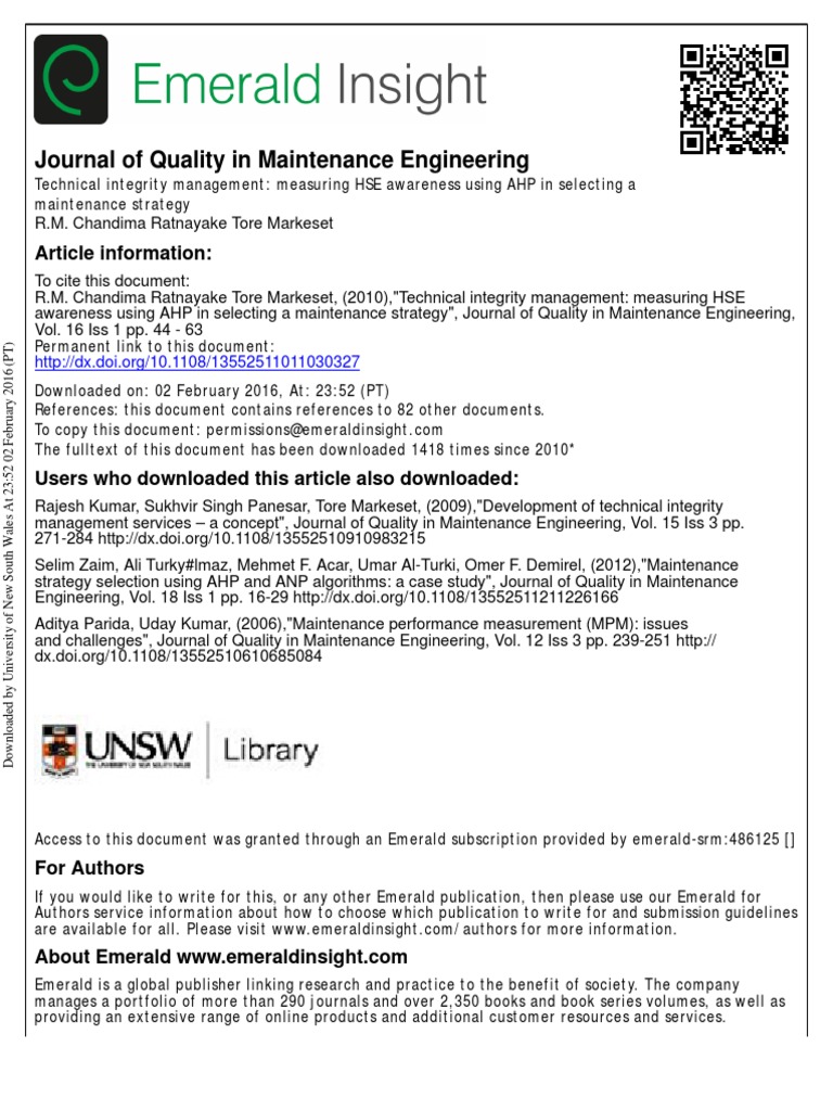 Measuring Technical Integrity in Maintenance | PDF | Top Down And ...