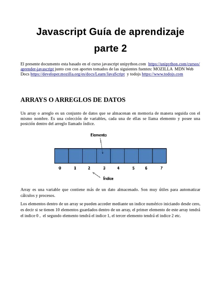 Javascript Guia#2 | PDF | Estructura de datos de matriz | Lenguaje de ...