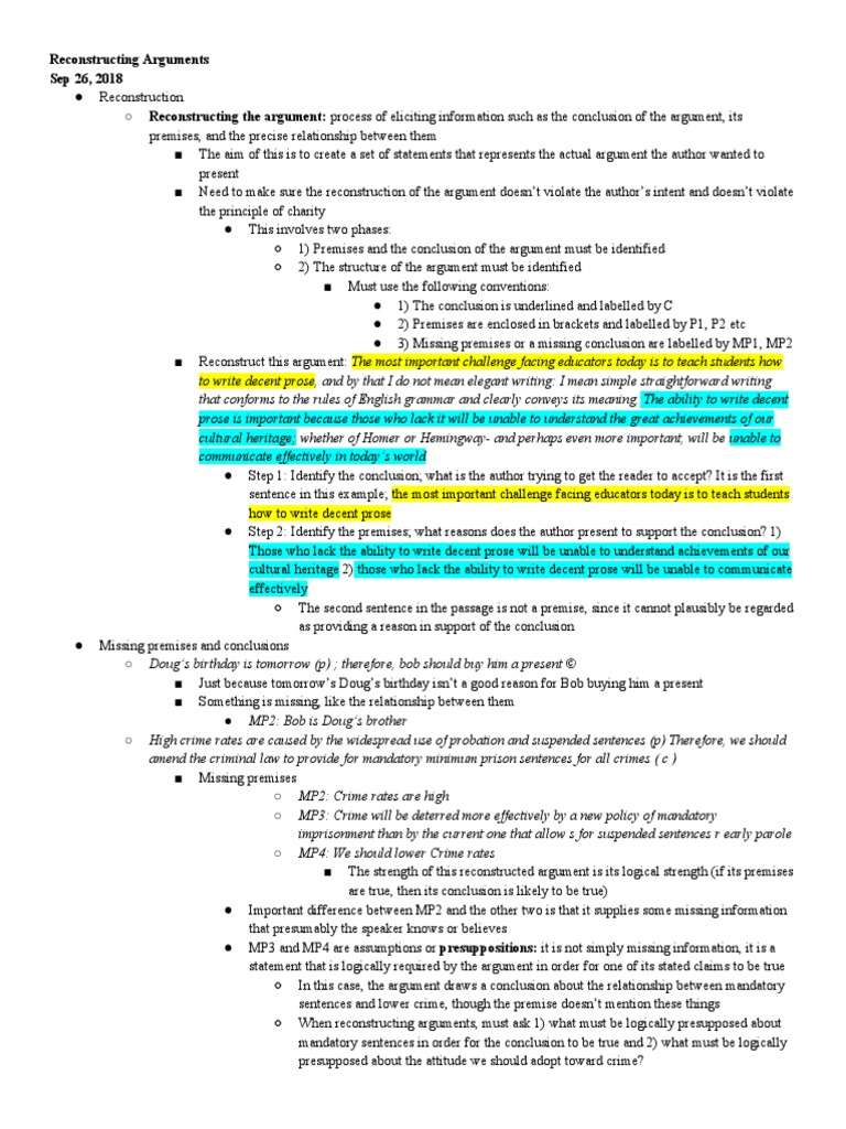 Chapter 4 - Reconstructing Arguments | PDF | Argument | Reason
