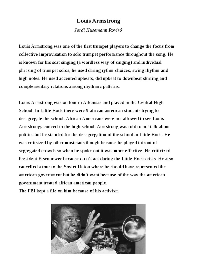 Louis Armstrong Essay | PDF