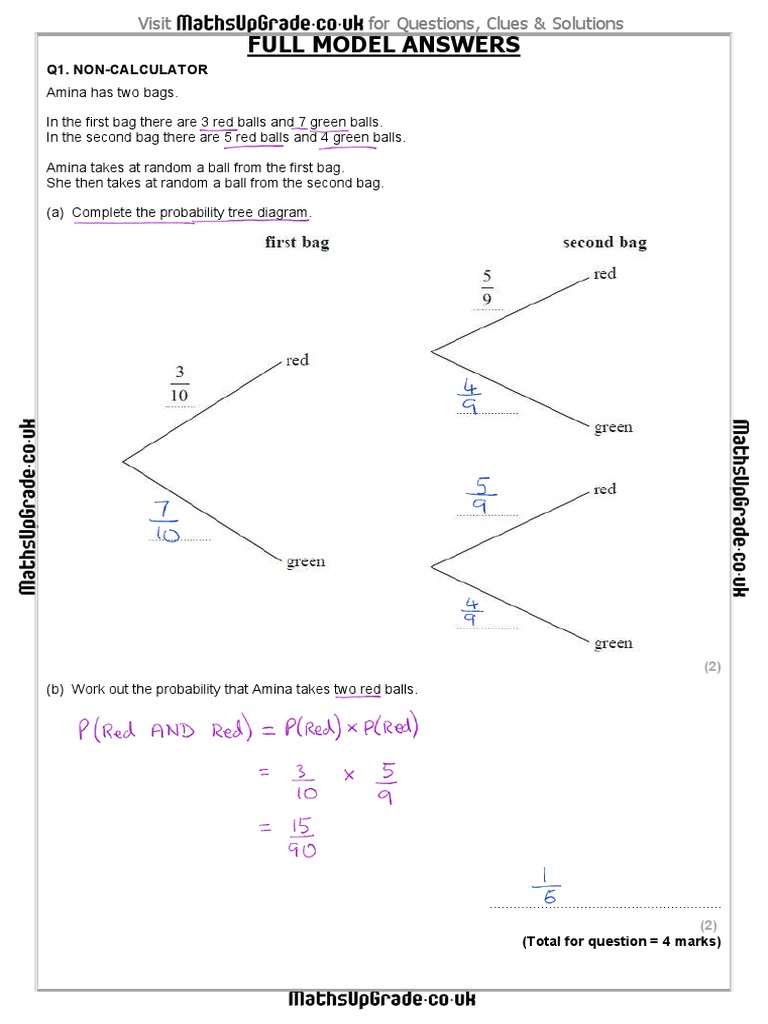 Probability Tree Diagram Exercises | PDF | Leisure | Teaching Mathematics