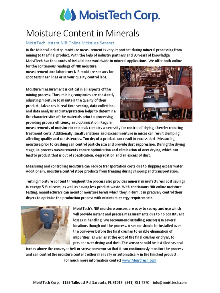 Moisture Content in Minerals | PDF | Clothes Dryer | Mining