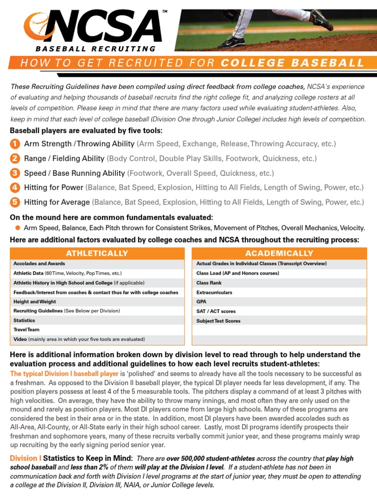 College Baseball Recruiting Guide | PDF | Pitcher | Team Sports